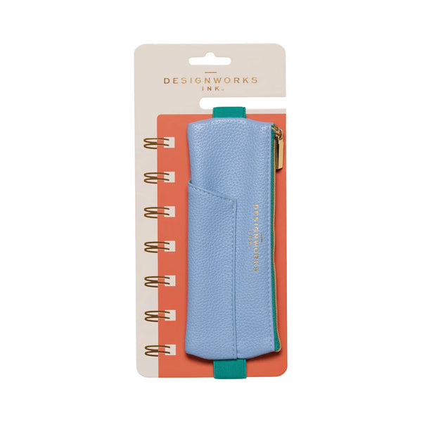 Vegan Leather Pen Pouch - Light Blue + Green - Humana
