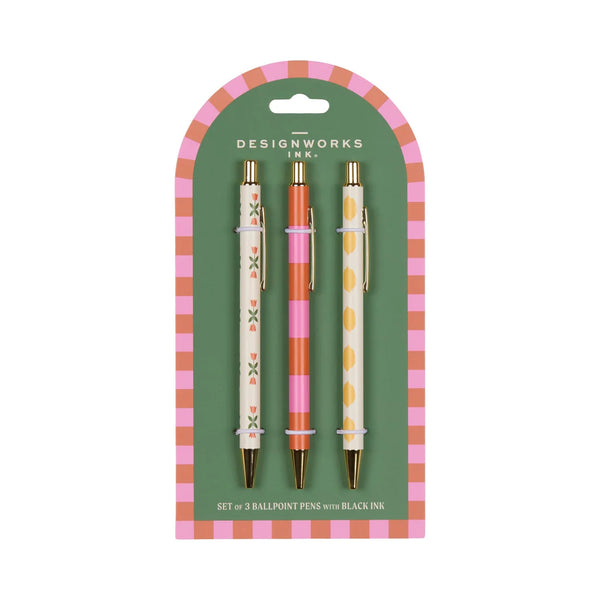 A Dopo Set Of 3 Pens - Flower, Stripe, Lemon - Humana