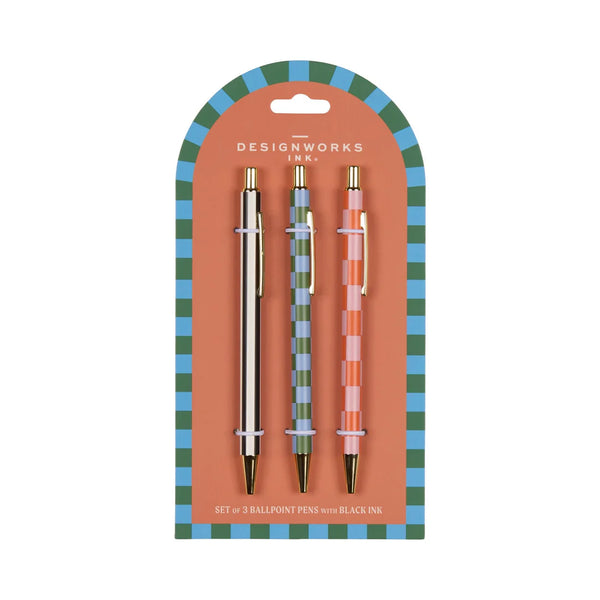 A Dopo Set Of 3 Pens - Stripes & Checks - Humana