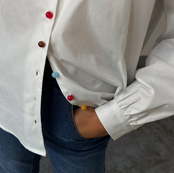 White Multi Button Charly Shirt - Humana